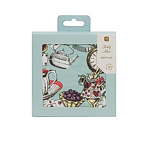 Talking Tables 20 x Blue Alice in Wonderland Cocktail Napkins Disposable Serviettes Mad Hatter Themed Party Supplies for Afternoon Tea Party, Onederland Birthday, Mother's Day, Baby Shower, Decoupage