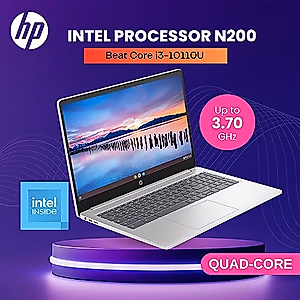HP Chromebook 2023, 15.6" HD Display, Intel Processor N200 CPU(>i3-10110U,Upto 3.7 GHz), DDR5 8GB RAM - 64GB eMMc Storage + 128GB SD Card, HD Webcam, Numeric Keyboard, Long Battery, Chrome OS, Silver