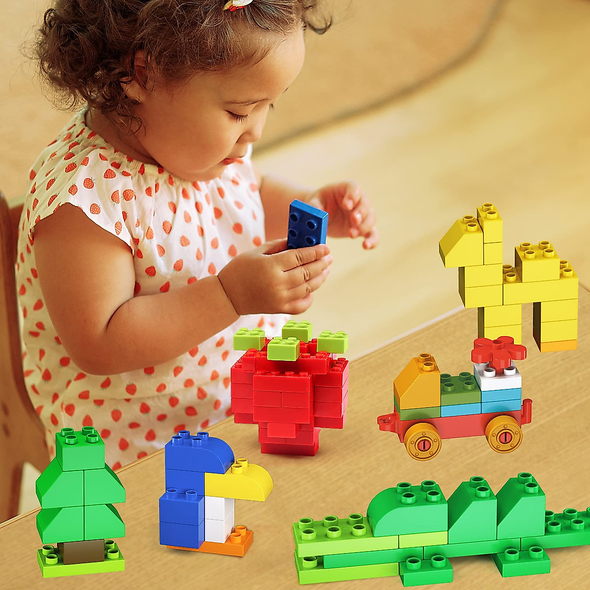 Cutedeer 138 Piece Building Blocks for Kids Toddlers, Classic Big Bricks Set Compatible with All Major Brands, STEM Large Building Toys with Gift Box for All Ages Boys Girls