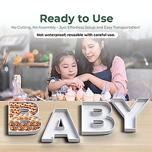 12" Baby letters for charcuterie board and fillable letters for food, Safe baby shower food display, baby shower serving trays and platters, 4 Pcs letter food trays for party from paper mache letters