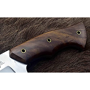 DKONLY-BLADES USA: 15" Custom Handmade D2 Steel Full Tang Hunting Almogovar Camp Knife with Rose Wood Handle & Leather Sheath (AM76)