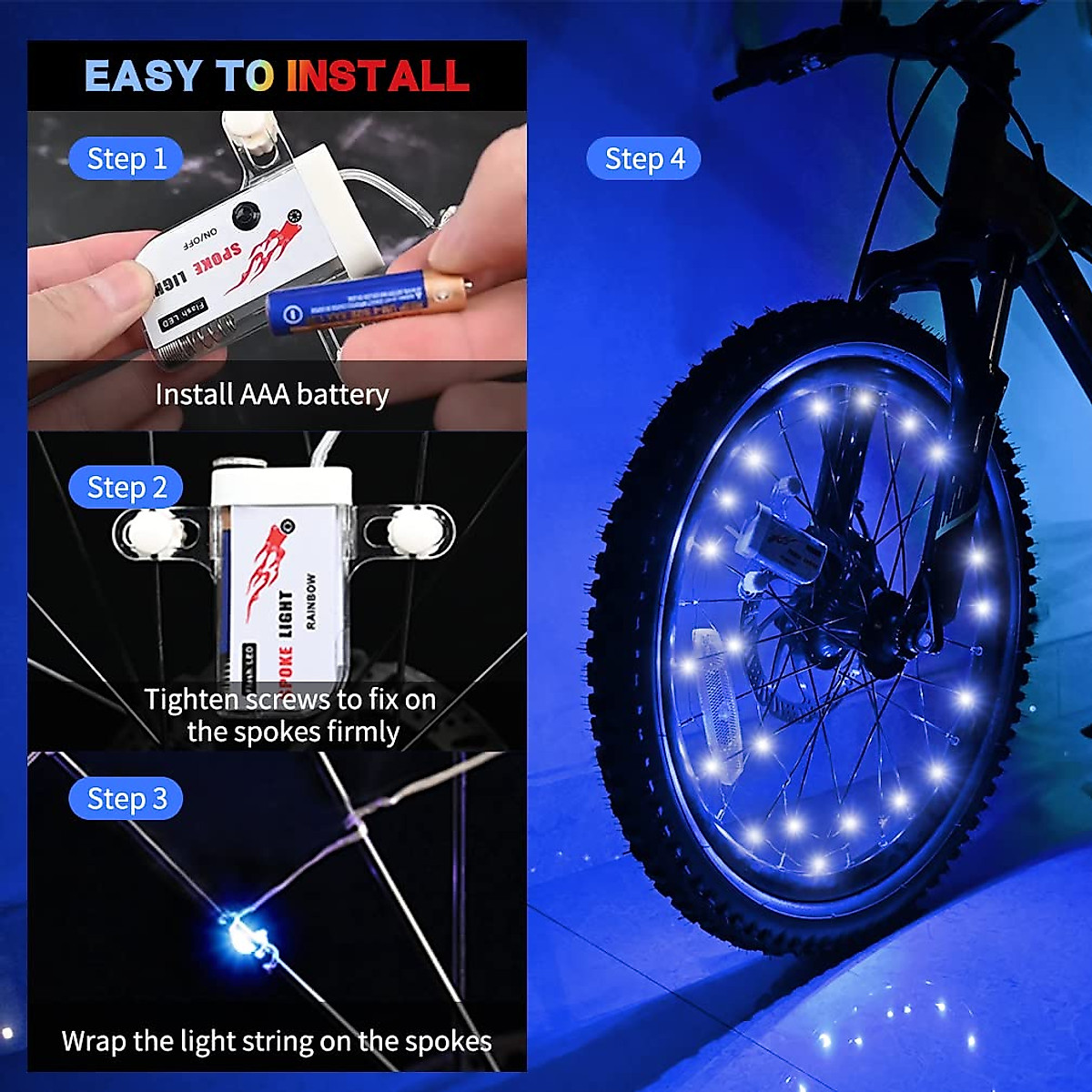 TINANA 2 Tire Pack LED Bike Wheel Lights Ultra Bright Waterproof Bicycle Spoke Lights Cycling Decoration Safety Warning Tire Strip Light for Kids Adults Night Riding (green 2pack)