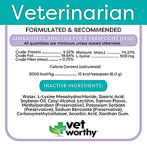 Vet Worthy Lysine Paw Gel Aid for Cats - Cat Paw Gel to Support The Immune System and Overall Health - Cat Supplement with Amino Acid L-Lysine- Salmon Flavor Gel, 3oz