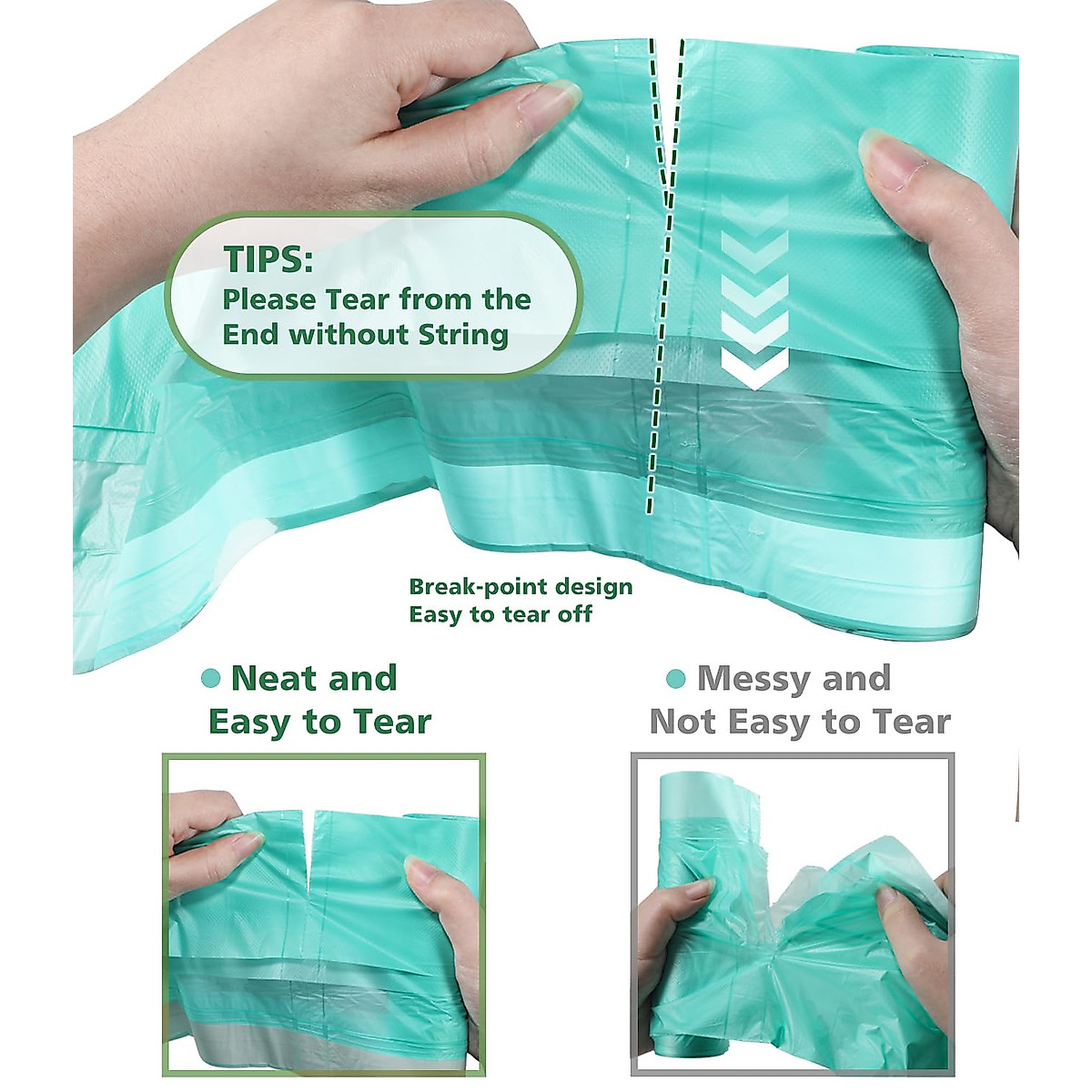 AYOTEE 3 Gallon Trash Bags with Drawstring, Biodegradable 2.6 Gallon Compostable Garbage Bags (125 Counts), Compostable Small Trash Bag,Small Garbage Bag for Bathroom，Bedroom, Kitchen