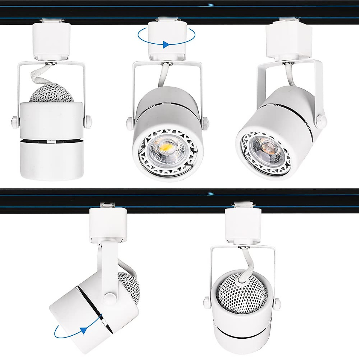 EAGLOD 10W H Track Lighting Heads,Dimmable LED Track Light Fixtures for Accent Retail Artwork,3000K Warm White, Linear Track Light H Type - 120V 24° Angle Halo Type- 8 Pack (White)