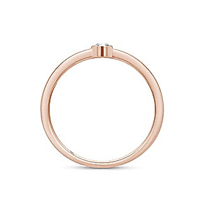 SAVEARTH DIAMONDS 2.5MM Round Cut Lab Grown Diamond Bezel Set Solitaire Stackable Engagement Ring In 14k Rose Gold Over Sterling Silver (0.07 Cttw) Ring Size-7.5