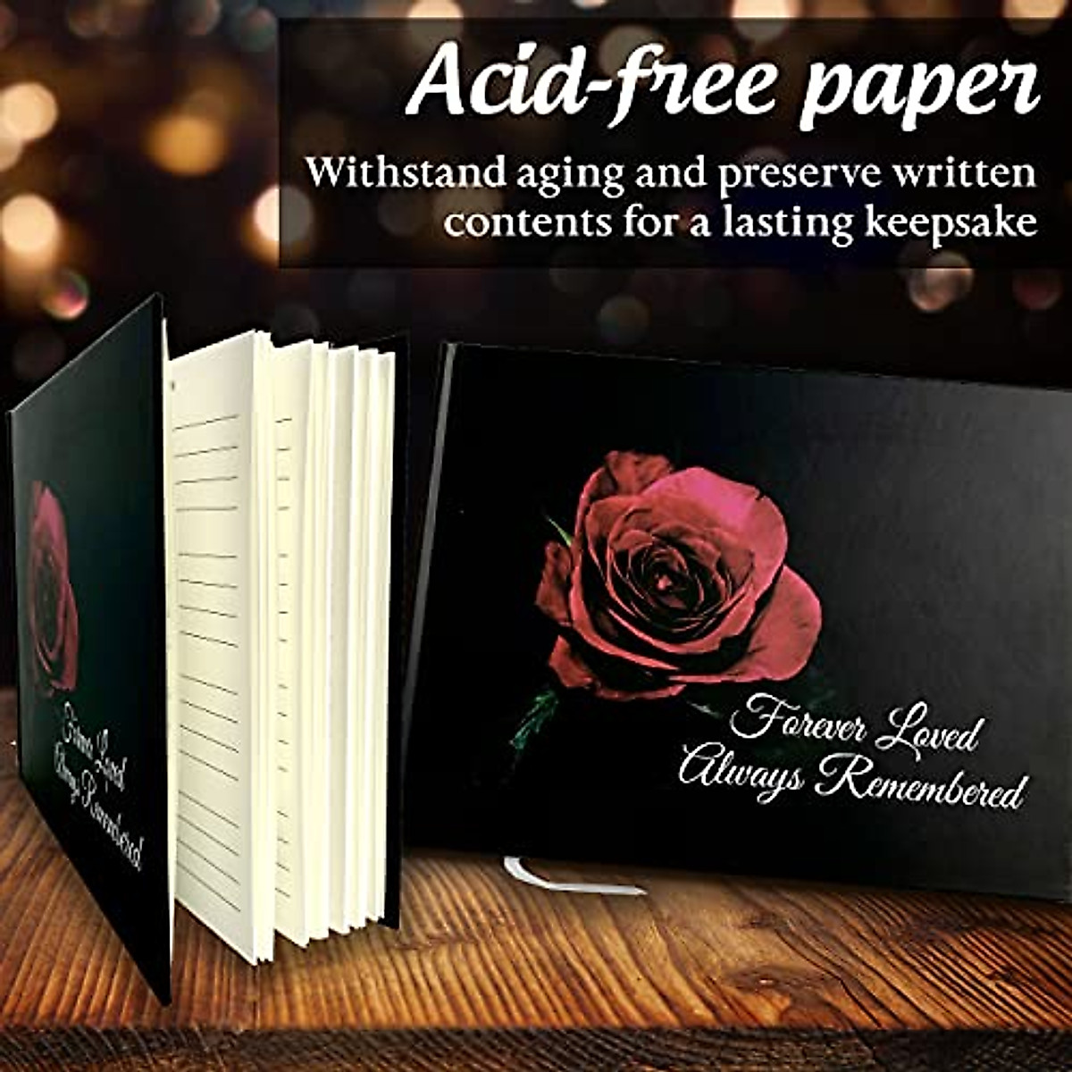 Funeral Guest Book | Memorial Guest Book | Guest Book for Funeral Hardcover | Guestbook for Sign in, Celebration of Life Memorial Service | Funeral Guest Sign Book with Memory Table Card Sign Included