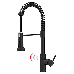 GIMILI Matte Black Touchless Kitchen Faucet Motion Sensor Kitchen Faucets with Pull Down Sprayer Single Handle Kitchen Sink Faucet