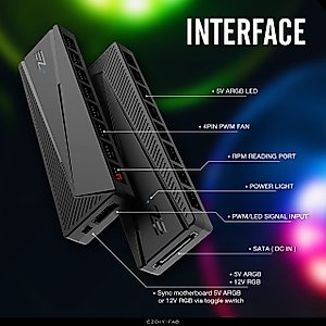 EZDIY-FAB ARGB PWM Fan Hub for PC Case Fan, 8 PWM Ports+8 ARGB Ports, 12V RGB/ 5V ARGB Motherboard Sync, PWM Functional Fan Adapter, Two Lighting Systems, Easy Cable Management.