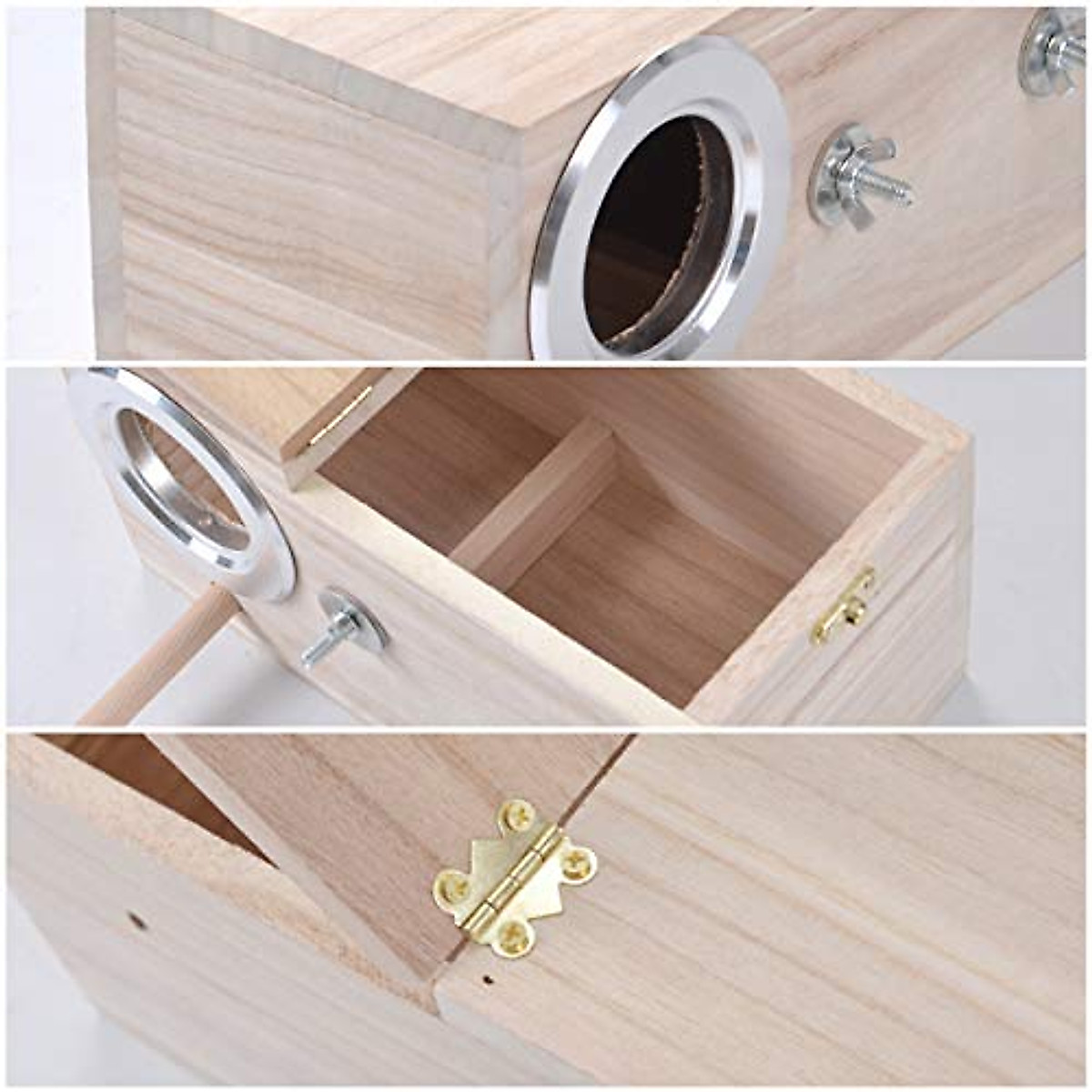 Parakeet Nesting Box, Bird House Budgie Wood Bird Breeding Nest Parrot Mating Box Cage with Feeding Spoon for Finch Lovebirds Cockatiel Budgie Conure Parrot