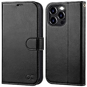 OCASE Compatible with iPhone 15 Pro Wallet Case, PU Leather Flip Folio Case with Card Holders RFID Blocking Kickstand [Shockproof TPU Inner Shell] Phone Cover 6.1 Inch 2023, Black