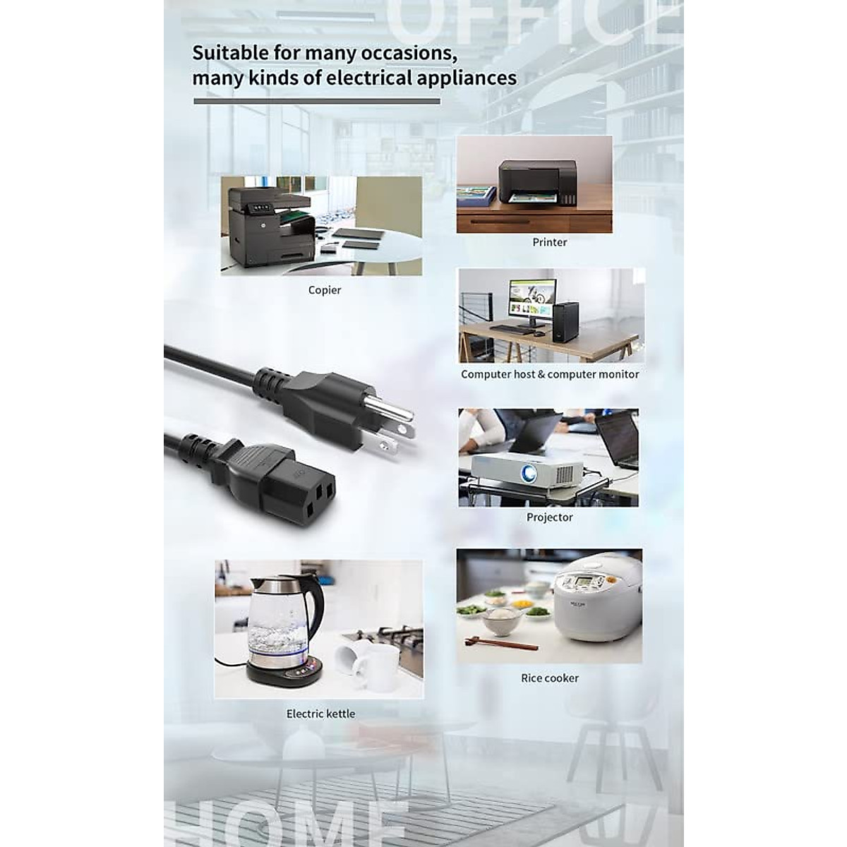 QYD 10FT(3m) AC Power Cord, 3 Prong C13 Power Cord Replacement for ION Block Rocker, Monster Rocker, Mackie Speaker, ION Bluetooth Speaker, Peavey Fender Amp Guitar Mixer DJ Speaker Power Cable, 1Pack