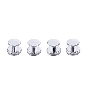 Jonwo 4pcs Men's Tuxedo Studs Mother of Pearl Stainless Steel Men Shirt Studs Button Set Wedding Party Business (Silver 4pcs Studs)