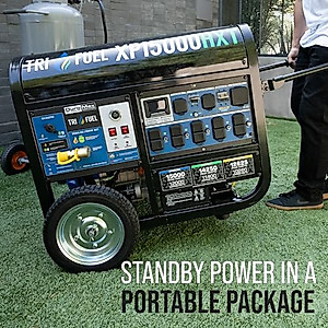 DuroMax XP15000HXT 15,000 Watt Tri Fuel Portable Home Power Backup HXT Generator w/CO Alert