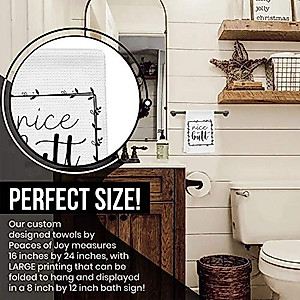 Peaces of Joy Nice Butt Funny Hand Towel with Sayings for Bathroom, Rustic Cute Dish Kitchen Fingertip Towels for Home, Decorative Farmhouse Bath Sign Housewarming Gifts