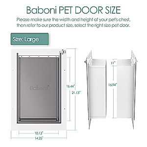 Baboni Pet Door for Wall, Steel Frame and Telescoping Tunnel, Aluminum Lock, Double Flap Dog Door and Cat Door, Strong and Durable (Pets Up to 100 Lb) -Large