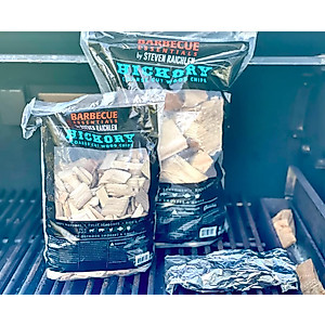 Steven Raichlen All Natural Hickory Wood Chunks for Smoking -420 Cu In Box or Bag, Approx 5 Lbs- Kiln Dried Large Cut BBQ Wood Chips for Smoker -Barbecue Chunks for Smoked Meat- Grilling Gifts for Men