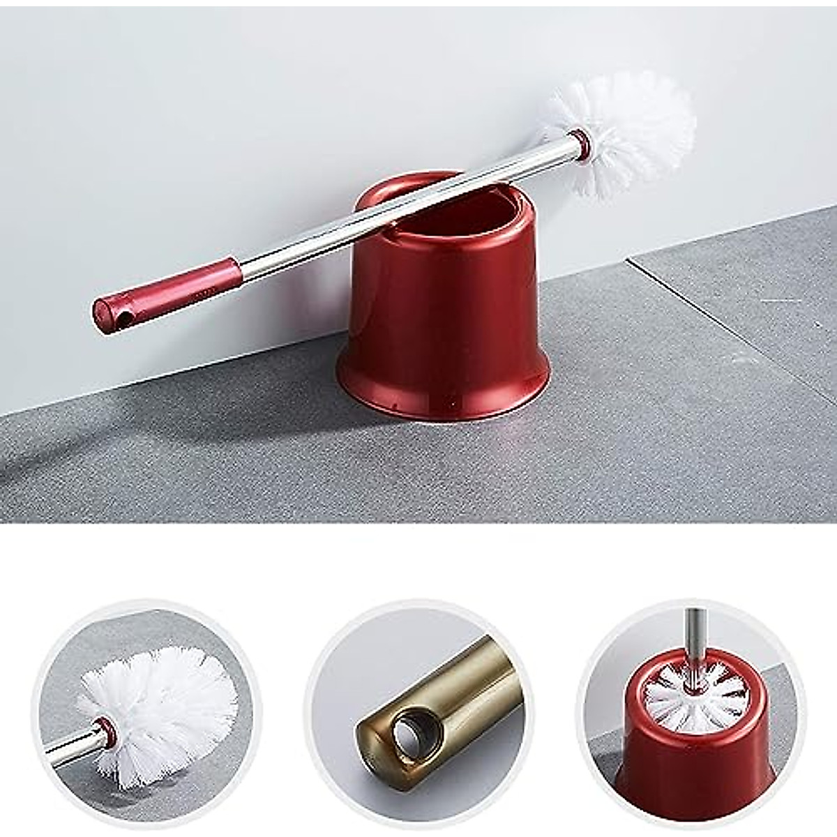 Compact Toilet Bowl Brush Wall Mount Floor Toilet Cleaner Brush Hand Cleaning Tool Toilet Brush with Stable and Sturdy Stand