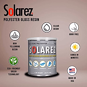 SOLAREZ UV Cure Polyester Gloss Resin (4 oz), Original Formula for Custom Woodworking or Sanding, Pool Cues, Guitar Making, Counter Tops, Bar Tops, Wood Tables ~ Made in the USA