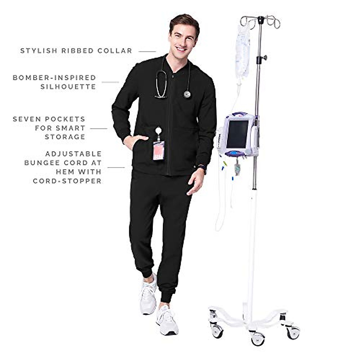 FIGS Zapote Scrub Jacket for Men — Black, M