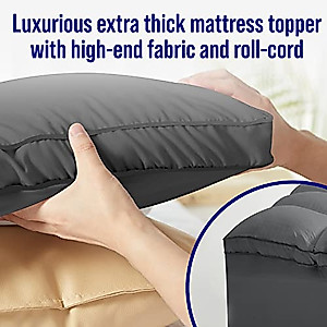 HYLEORY California King Size Mattress Topper for Back Pain, Extra Thick Cooling Mattress Pad Cover, Down Alternative Overfilled Plush Pillow Top with 8-21 Inch Deep Pocket, Grey