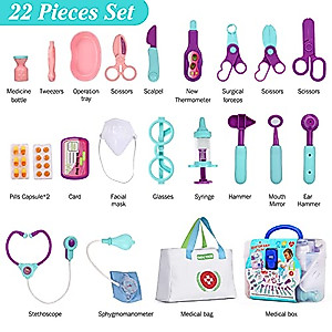 Doctor Kit for Kids and Toddlers - 22 Pieces Medical Role Play Toys–Doctor Pretend Toy- Dr Playset with Medical Storage Box