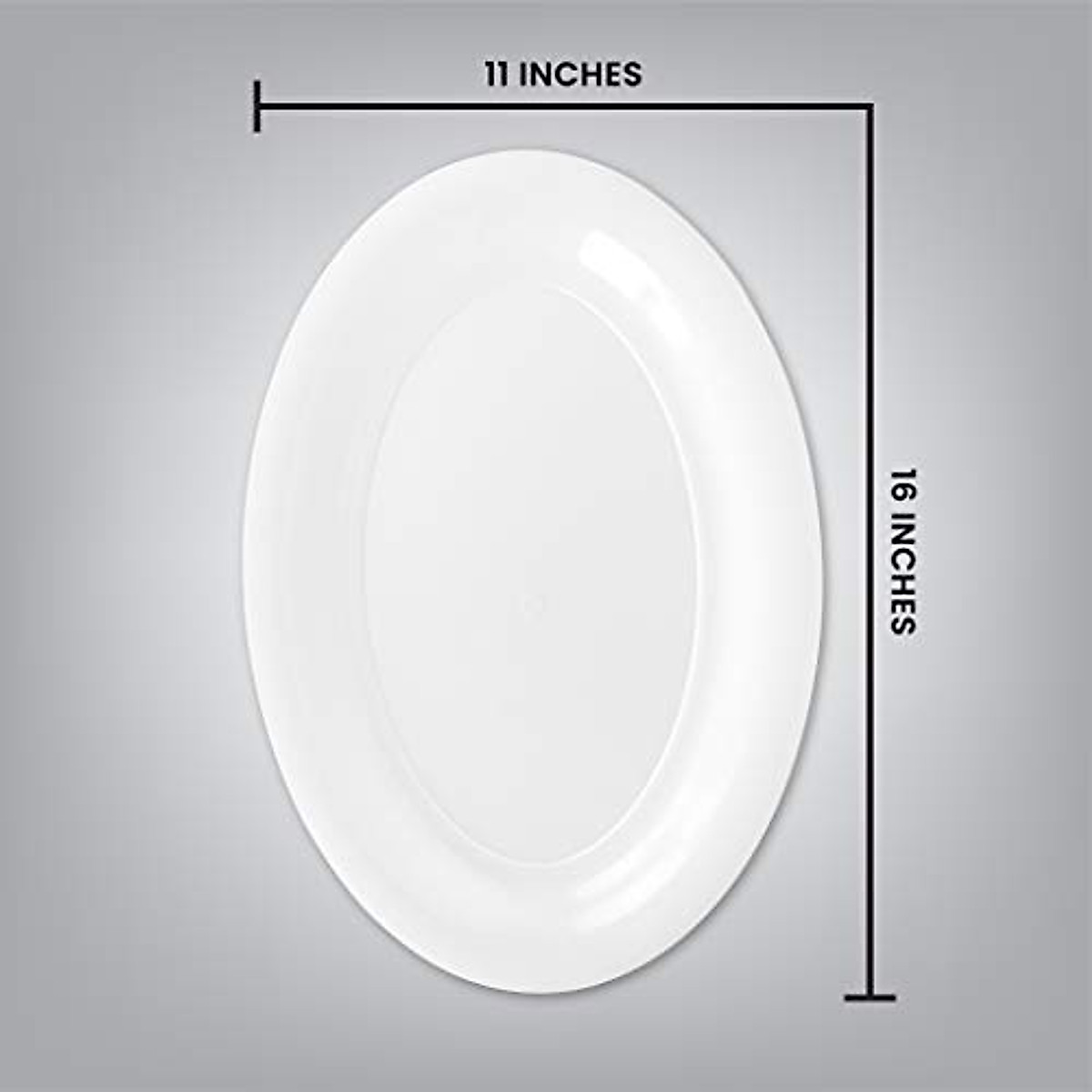 Plasticpro Plastic Oval Serving Trays - Serving Platters Oval 11 X 16 Disposable Party Dish White Pack of 4