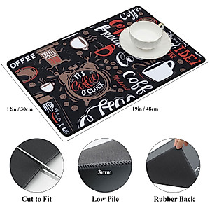 SHACOS Coffee Mat 2pcs 12x19 Coffee Bar Mat Absorbent Non Slip Coffee Mat for Countertops Coffee Bar Accessories Coffee Dish Drying Mat for Coffee Station Waterproof, Black