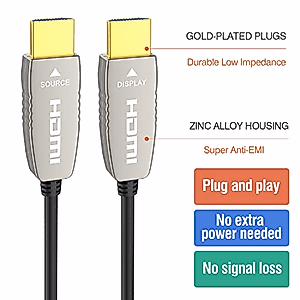 RUIPRO 4K HDMI Fiber Optic Cable 10 Feet 18Gbps 4K@60Hz ARC HDR10 Ultra Slim Flexible HDMI 2.0b Cable