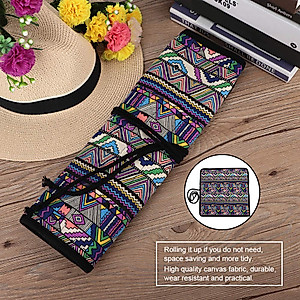 Hztyyier Artist Paint Brushes Holder Roll Up Pen Holder Protection Canvas Portable Long Handle Brush Pouch Bag 20 Slots