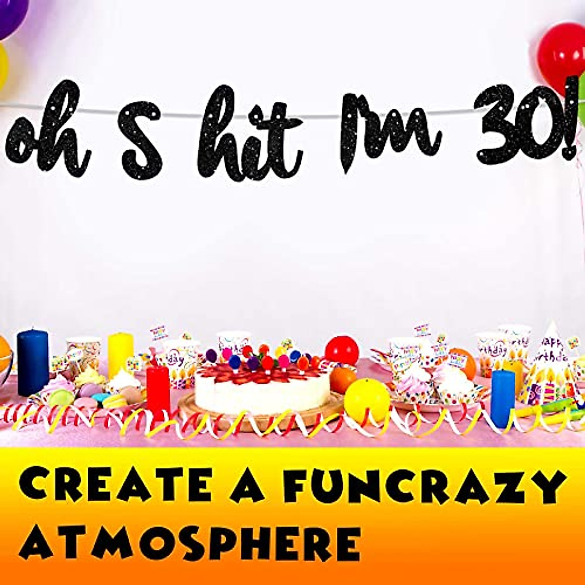 Oh I’m 30! Banner Backdrop Glitter Black Hallo Thirty Cheers to 30 Years Old Theme Decor for Man Woman Happy 30th Birthday Party Photo Studio Prop Flag Decorations Favors Supplies