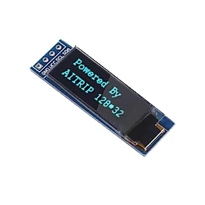 AITRIP 4pcs I2C OLED Display Module 0.91 Inch I2C SSD1306 OLED Display Module White I2C OLED Screen Driver DC 3.3V~5V for Arduino (Blue)