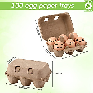 Sieral 100 Pcs Paper Egg Cartons Bulk for Chicken Eggs Blank Pulp Fiber Egg Tray Holder Reusable Empty Egg Storage Containers for Farm Market Kitchen Camping Picnic Easter DIY(6 Count)