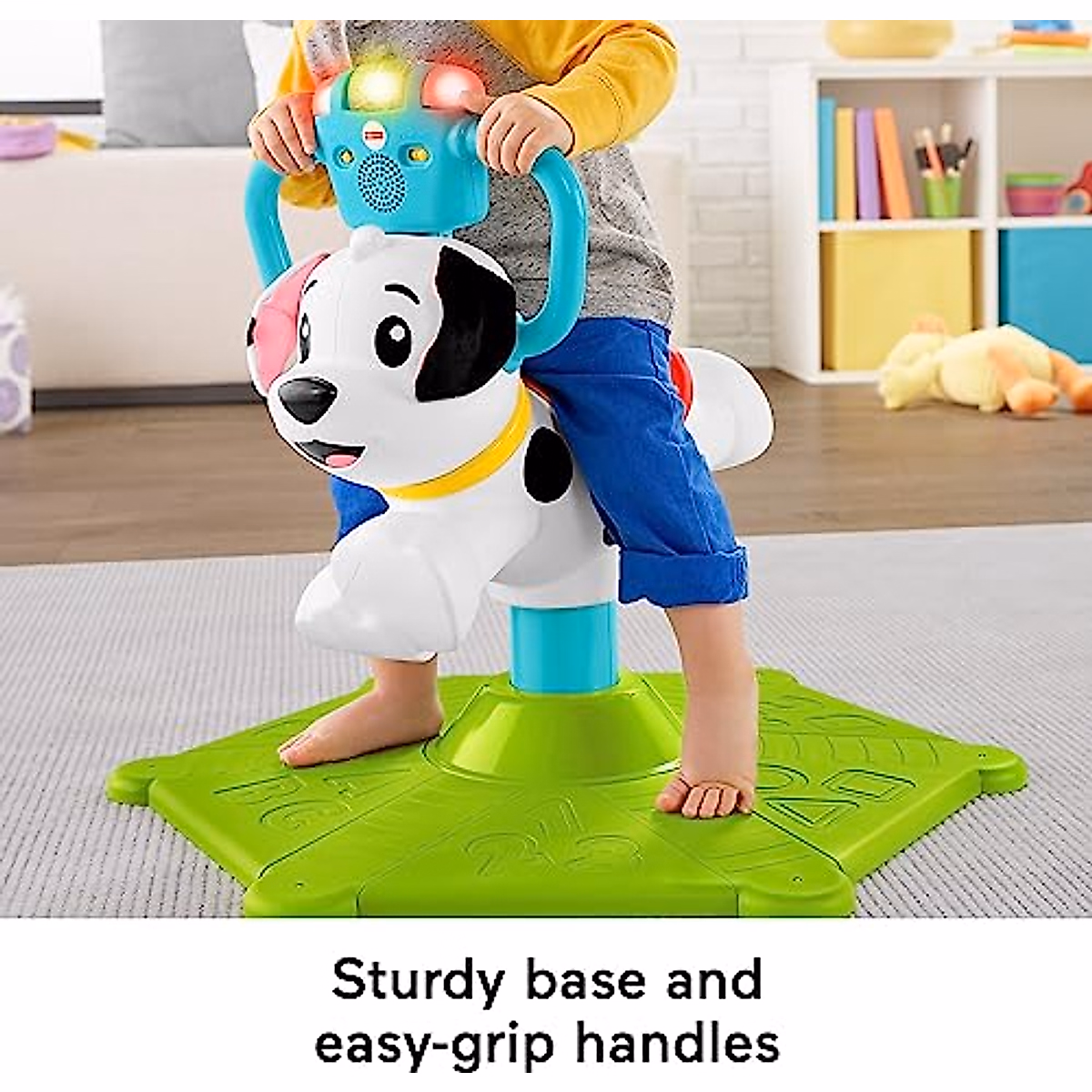 Fisher-Price Toddler Ride-On Learning Toy, Bounce and Spin Puppy Stationary Musical Bouncer for Babies and Toddlers Ages 12+ Months (Amazon Exclusive)