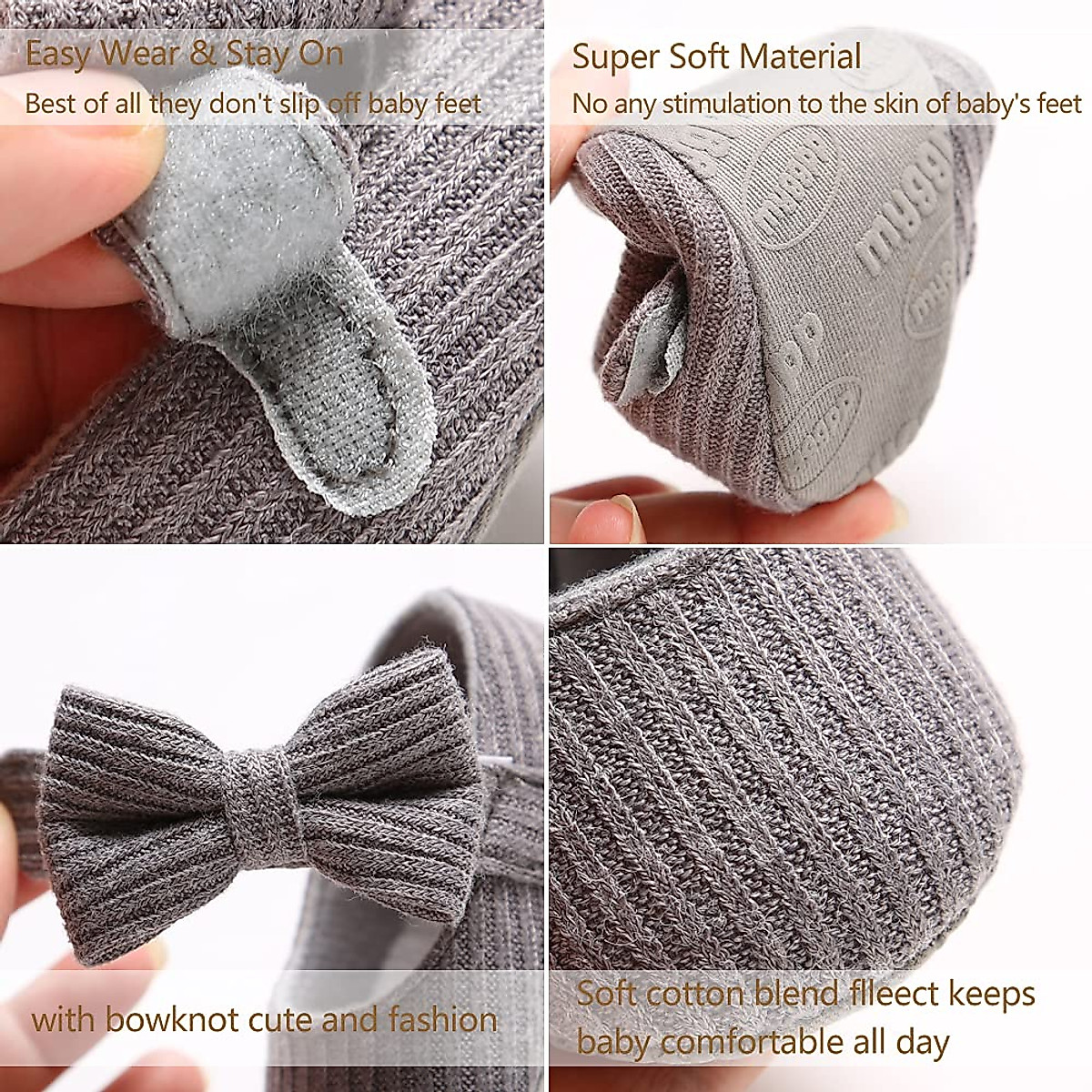 QWZban Baby Girls Mary Jane Flats with Bowknot Soft Newborn Infant Crib Shoes Wedding Party Dress Shoes First Walkers