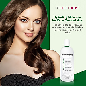 TRI Design Hydrating Shampoo for Color Treated Hair, Sulfate and Paraben Free Color Care Treatment, Concentrated Hair Color Shampoo, Gently Cleanses -33.8 Fluid Ounce