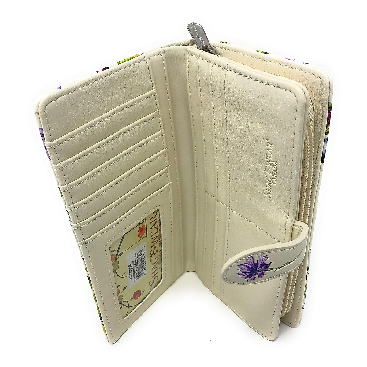 Shag Wear Vintage Hummingbird Large Bird Wallet for Women and Teen Girls Vegan Faux Leather 7" Beige