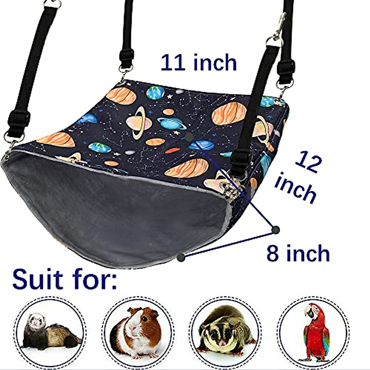 Ferret Cage Accessories Cute Ferret Rat Bed Stuff for Cage Set Supplies 2 IN1(Black Galaxy)