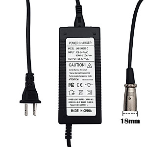 Unocho 29V Battery Charger 2A DC Charger Power Supply Adapter for 24V Lithium Batteries li-ion Batteries Pack with 3-pin XLR Connector