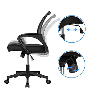 Yaheetech Office Chair Ergonomic Desk Chair Mid-Back Big Cheap Computer Chair Mesh Swivel Chair with Lumbar Support
