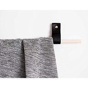 KEYAIIRA - Small Black Leather Wall Hook, wall hanging strap towel hook for wall leather loop strap for scarf storage boat paddle holder minimal towel bar rack storage