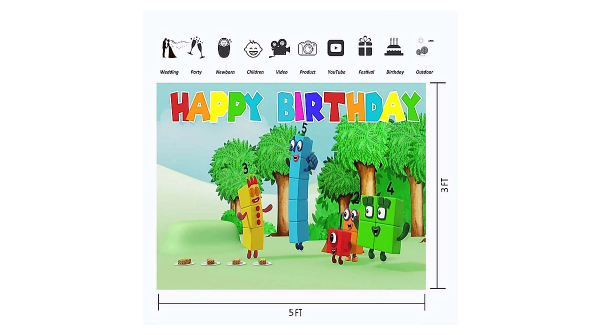 YouRan Numberblocks Birthday Backdrop for Kids
