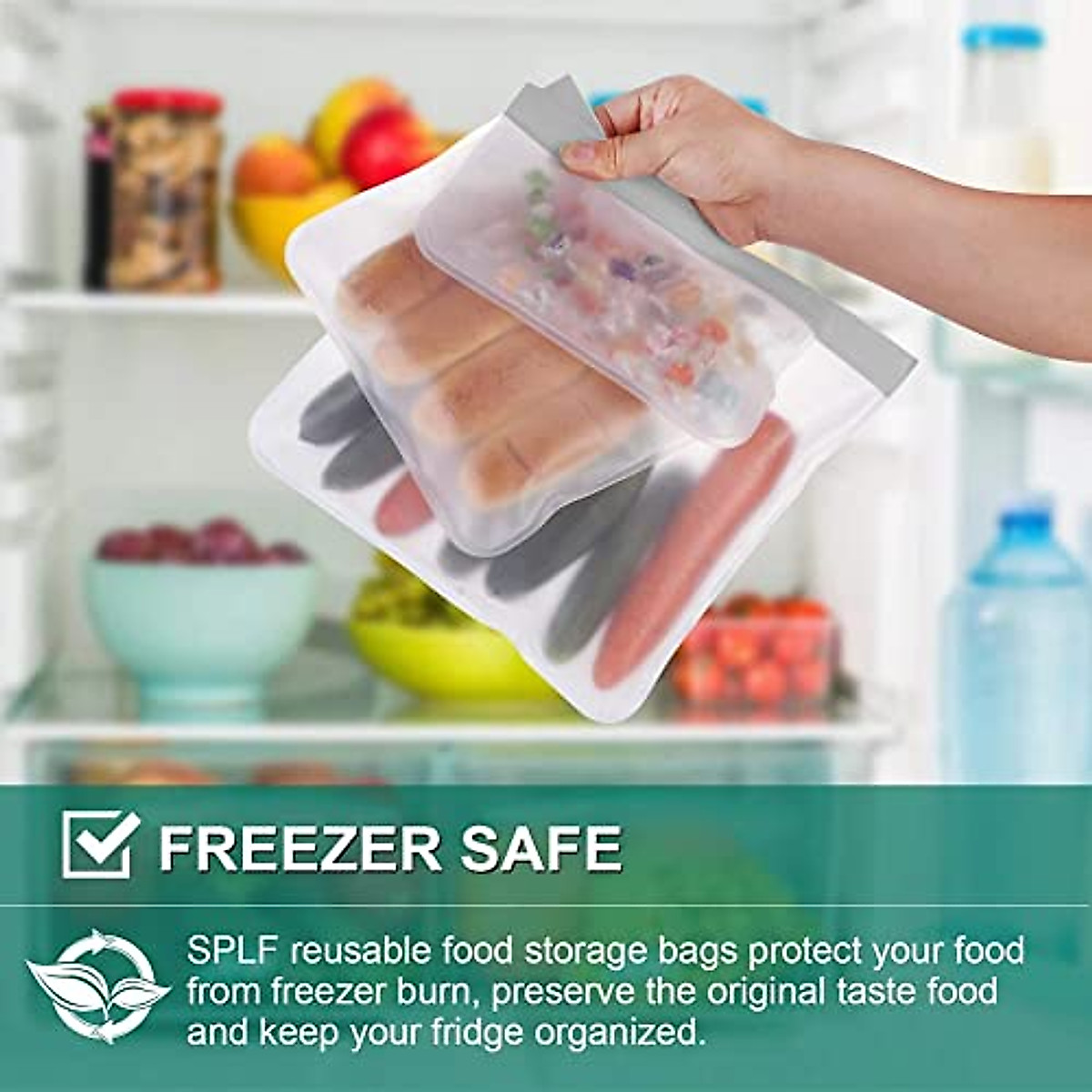 YECELINST 12 Pack Reusable Food Storage Bags, Dishwasher Safe Reusable Ziplock Bags (5 Sandwich Bags,5 Snack Bags,2 Gallon Bags),BPA Free Freezer Safe Leakproof Silicone Lunch Bag for Meat Fruit