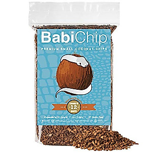 BabiChip Coconut Chip Substrate for Reptiles 12 Quart Loose Small Sized Coco Husk Chip Bedding for Ball Pythons, Other Snakes, Tortoises, Geckos, Frogs, or Lizard Terrarium Tanks