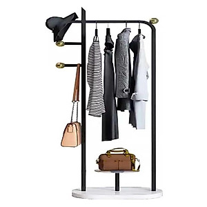 Clothes Rail Garment Rack Modern Coat Rack, Garment Rack With Marble Base, Heavy-duty Freestanding Clothing Racks Can Hang Clothes, Hat, Scarf, Organize Shoes ( Color : Black-A , Size : 55x30x170cm )