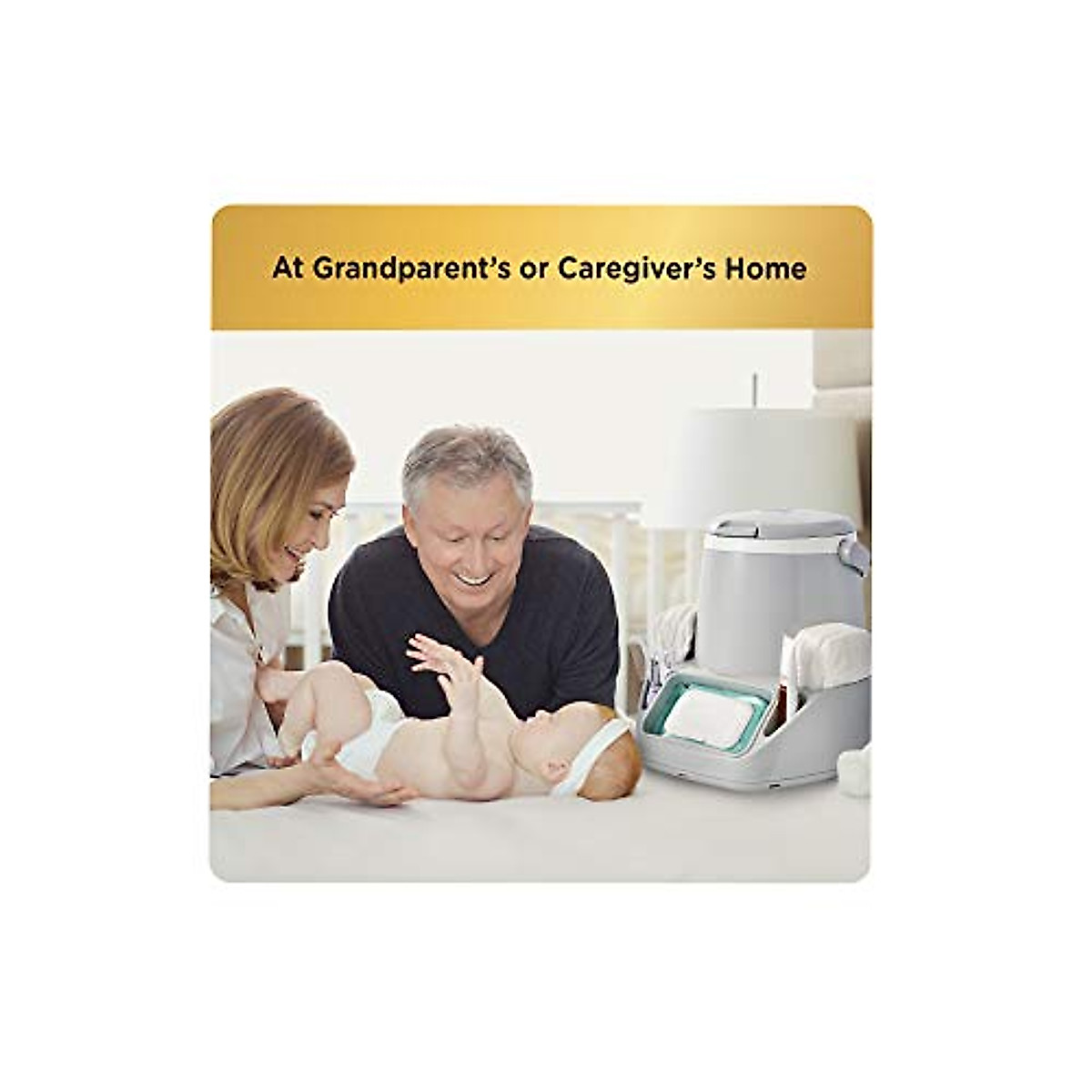 Playtex Diaper Genie Quick Caddy, Mini Portable Diaper Pail with Improved Lid Closure, Includes 270 Count Refill Cartridge(Pack of 1)