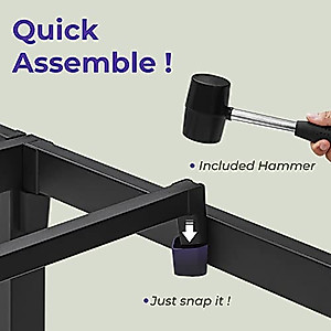 GreenForest Full Size Bed Frame Quick Lock Heavy Duty Metal Platform Bed Mattress Foundation, No Box Spring Needed, Black