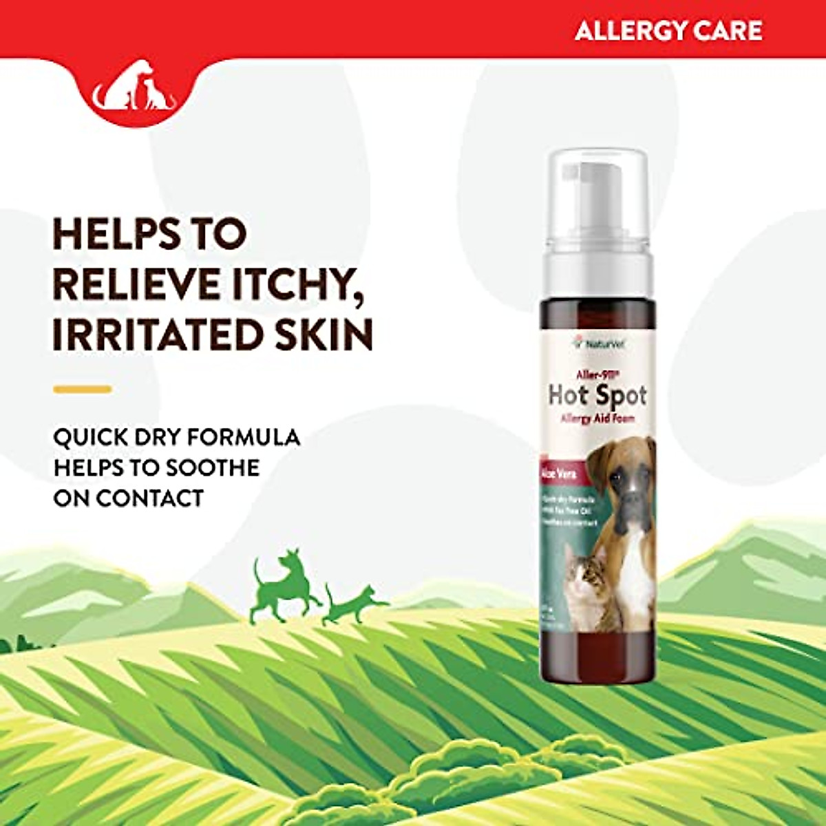 NaturVet Aller-911 Anti-Lick Paw Spray for Dogs & Cats – Includes Aloe Vera – Helps Sooth Itchy Paws, Offers Dog & Cat Allergy Support – Helps Discourage Pet Licking – 8 Oz. Spray