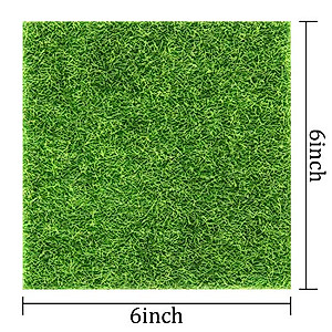 ELCOHO 10 Pieces Artificial Garden Grass Lawn Life-Like Fairy Artificial Grass Lawn Miniature Fairy Garden Ornament Dollhouse Decoration, 6 x 6 Inches