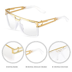 Yewong Women Hip Hop Costume Kit Old School DJ Sunglasses Gold Plated Chunky Rope Chain Bamboo Hoop Earrings 80s/90s Punk Hip Hop Rapper Style Accessories Set for Women Girls